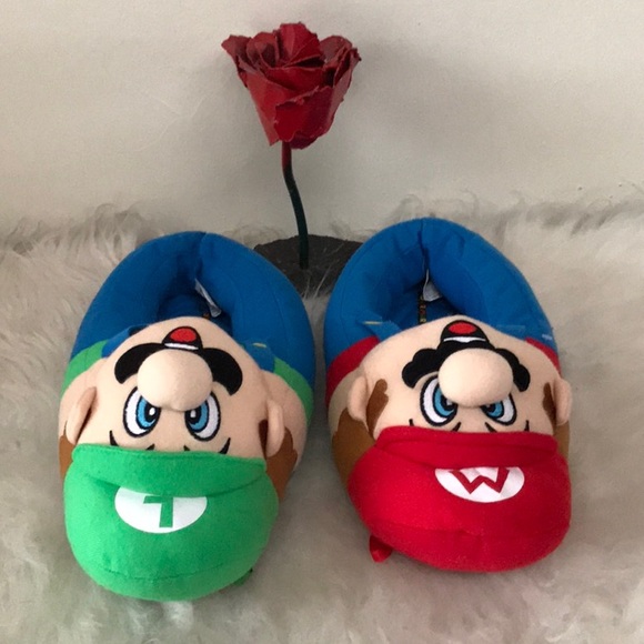 Nintendo | Shoes | Supermario Youth Plush Stuffed Slippers Mario And ...